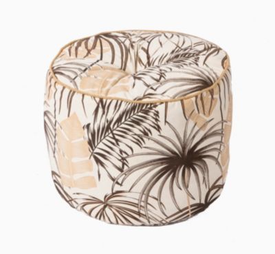 Pouf rond Belize Deco&Co blanc, noir et jaune H.30 x l.40 cm | Castorama