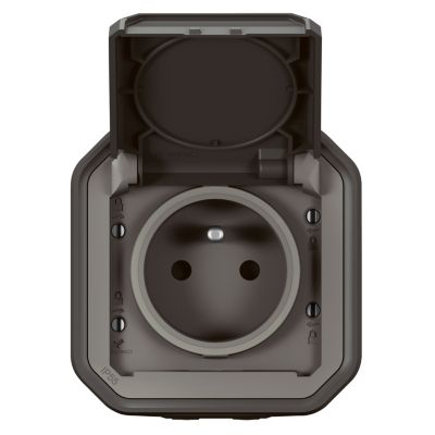 Prise 2 pôles avec terre complet saillie Legrand Plexo anthracite