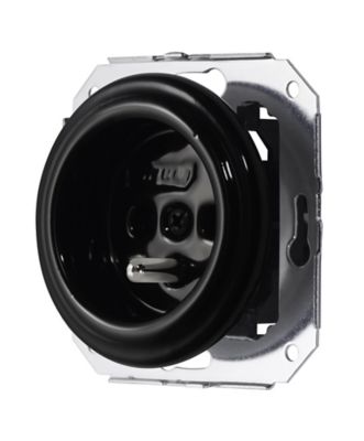 Prise 2 pôles + terre 16A Fontini Garby Porcelaine noire carrée | Castorama