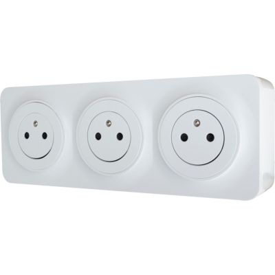 Prise avec terre triple Jacobsen Espen blanc composable