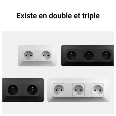 Prise de courant 2P+T + prise télévision Neptune blanc, bornes ...