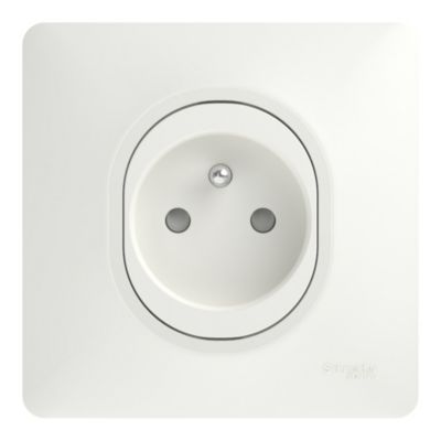 Prise de courant avec terre complète Schneider Electric Ovalis blanc ...