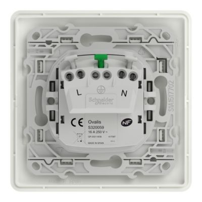 Prise de courant avec terre complète Schneider Electric Ovalis blanc ...