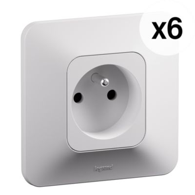 Prise de courant avec terre Neptune 16A blanc, bornes automatiques ...