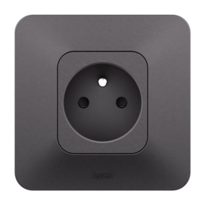 Prise de courant avec terre Neptune 16A noir, bornes automatiques, Legrand