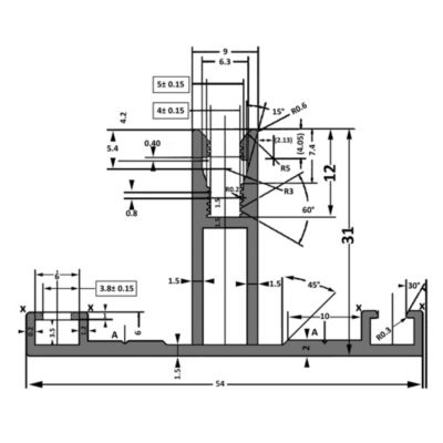 Profil T aluminium brut jonction non portant-ép.16/32 mm-L.4m (lot de ...