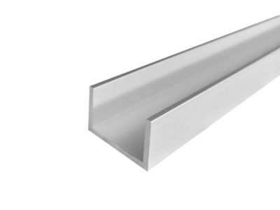 Profilé U alu, lg 1000mm (15 x 25 x 15 x 2 mm, Anodisé Argent)