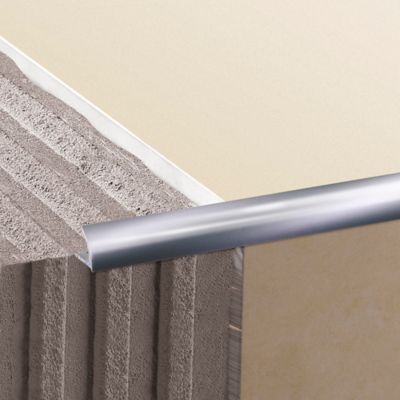 Profilé de carrelage intérieur Diall rond aluminium effet chromé poli L.2,5m x l.2,7cm x ep.9mm