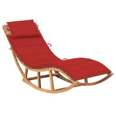 Prolenta Premium - Chaise longue à bascule avec coussin Bois de teck solide