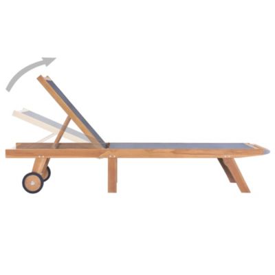 Prolenta Premium - Chaise longue pliable avec roulettes Teck massif et ...