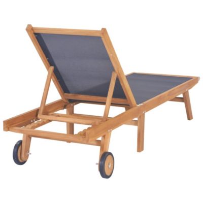 Prolenta Premium - Chaise longue pliable avec roulettes Teck massif et ...