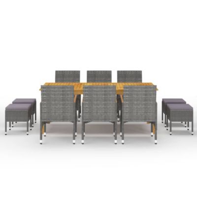 Prolenta Premium - Ensemble à manger de jardin 11 pcs Gris