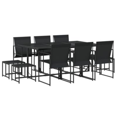Prolenta Premium - Ensemble à manger de jardin 11 pcs noir textilène