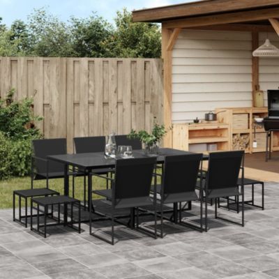 Prolenta Premium - Ensemble à manger de jardin 11 pcs noir textilène