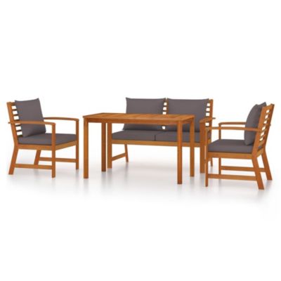 Prolenta Premium - Ensemble à manger de jardin 4 pcs coussins Bois acacia