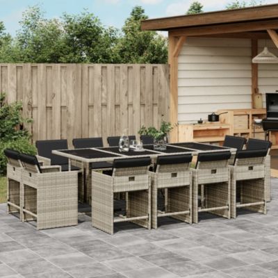 Prolenta Premium - Ensemble à manger de jardin et coussins 13 pcs gris ...