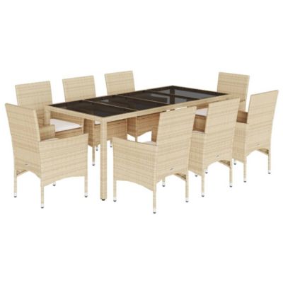 Prolenta Premium - Ensemble à manger de jardin et coussins 9 pcs beige ...