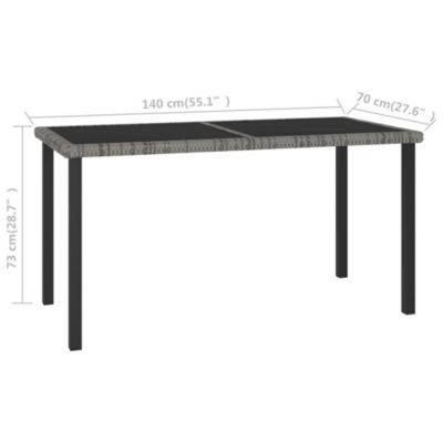 Prolenta Premium - Table à dîner de jardin Gris 140x70x73 cm Résine tressée