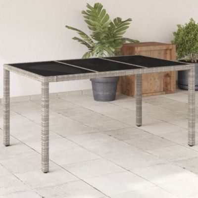 Prolenta Premium - Table de jardin dessus en verre gris clair résine ...