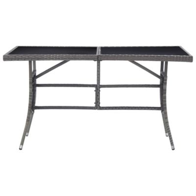 Prolenta Premium - Table de jardin Gris 140x80x74 cm Résine tressée