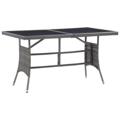 Prolenta Premium - Table de jardin Gris 140x80x74 cm Résine tressée