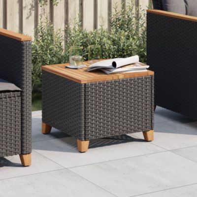 Prolenta Premium - Table de jardin noir 45x45x37 cm résine tressée et ...