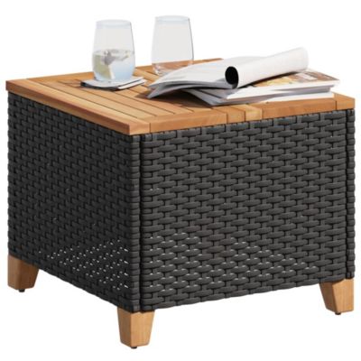 Prolenta Premium - Table de jardin noir 45x45x37 cm résine tressée et ...