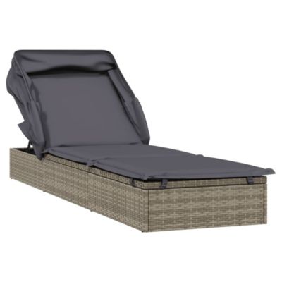 Prolenta Premium - Transat avec toit pliable gris 213x63x97 cm résine ...