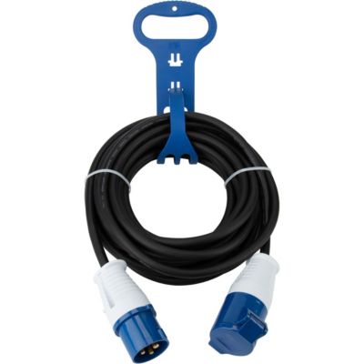Prolongateur Schuko CEE P17 10m IP44 - Noir/Bleu - Protec