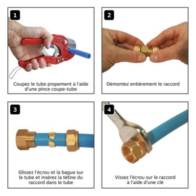 Raccord droit à visser pour tube PER diam 12 - Ecrou-tournant F15/21 ...