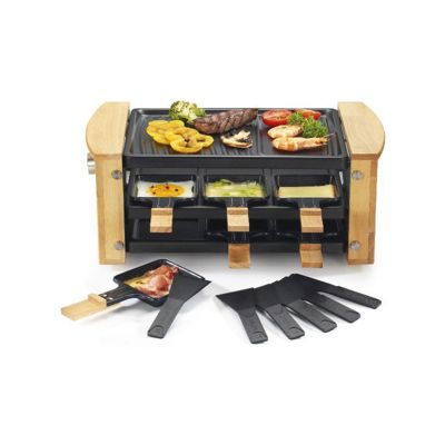 RACLETTE GRIL 6P 900W BOIS RANGE POELONS KITCHENCHEF - KCWOOD6RP