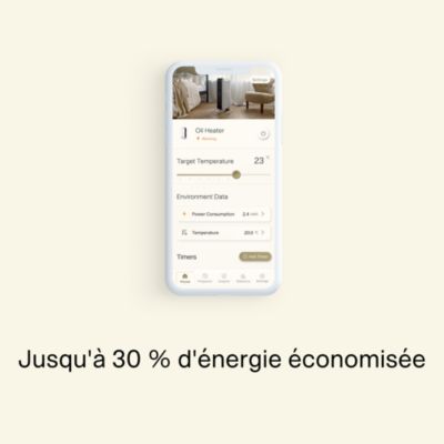 Radiateur à bain d'huile connecté 1500 W, pour 22 m², blanc et noir, l ...
