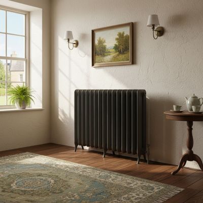 Radiateur fonte noir mural - Hauteur 410mm - Longueur 1016mm - 944 watt ...