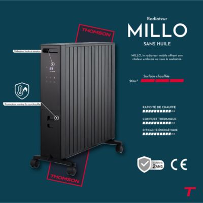 Radiateur mobile sans huile 2000W THOMSON MILLO noir