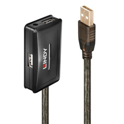 Rallonge USB 2.0 amplifiée avec Hub 10m LINDY