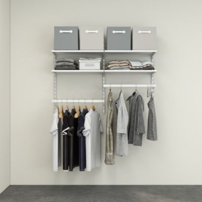 Rangement ouvert mural 2 colonnes avec penderie H. 200 x L. 132 x P. 40 ...