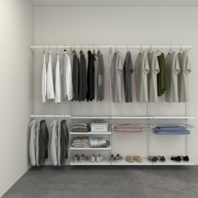 Rangement ouvert mural 4 colonnes avec penderie et 2 paniers H. 200 x L ...