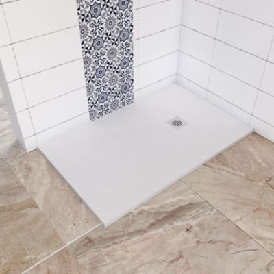 Receveur de douche blanc 120x80x3cm - Extra plat - En résine - Grille ...