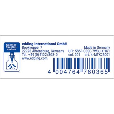 Recharge encre marqueur permanent Edding MTK25 noir