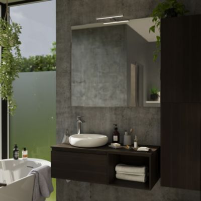 Réglette LED 3 en 1 mur miroir meuble argent IP44 900lm L.30xl.13,6xP ...