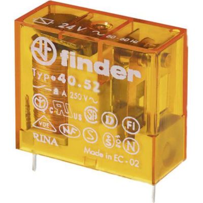 Relais pour circuits imprimés Finder 40.52.8.024.5001 - 24 V AC, 8 A, 2 ...