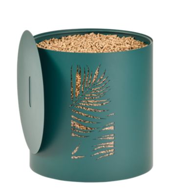 Réservoir à granulés avec couvercle en acier vert avec motif feuille de ...