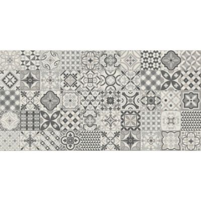 Revêtement sol PVC Evasion effet carreau de ciment gris 4m (vendu au m²)