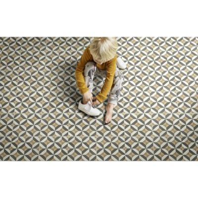 Revêtement sol PVC Trento effet carreau de ciment multicolor 2m (vendu ...