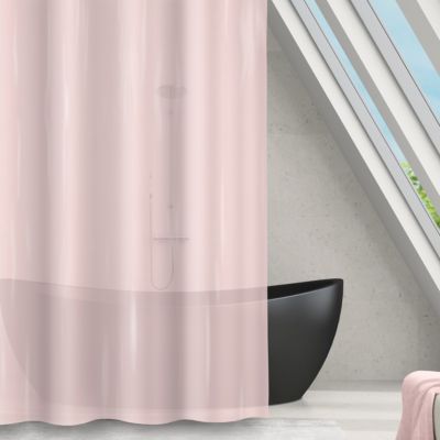 Rideau de douche L.180 x H.180 cm rose clair en polyéthylène vinyle ...