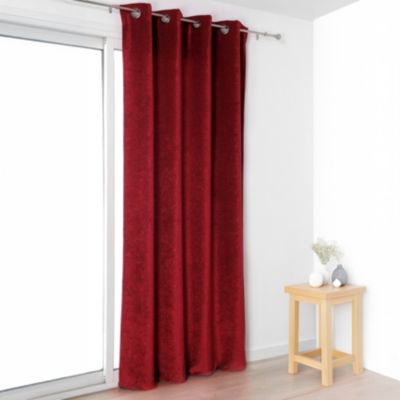 Rideau - Effet velours velouté uni (140x245 cm - Rouge) | Castorama