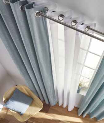 Rideau GoodHome Pahea vert d'eau l.135 x H.260 cm