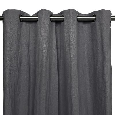 Rideau à œillets en ramie et coton gris foncé 130 x 250 cm - NIKI 3465