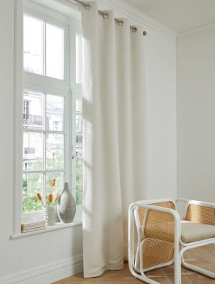 Rideau occultant à œillets effet bouclette Oliva blanc cassé L.260 x l ...