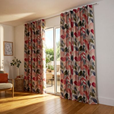 Rideau occultant galon fronceur motif feuillage multicolore l.140 x H ...